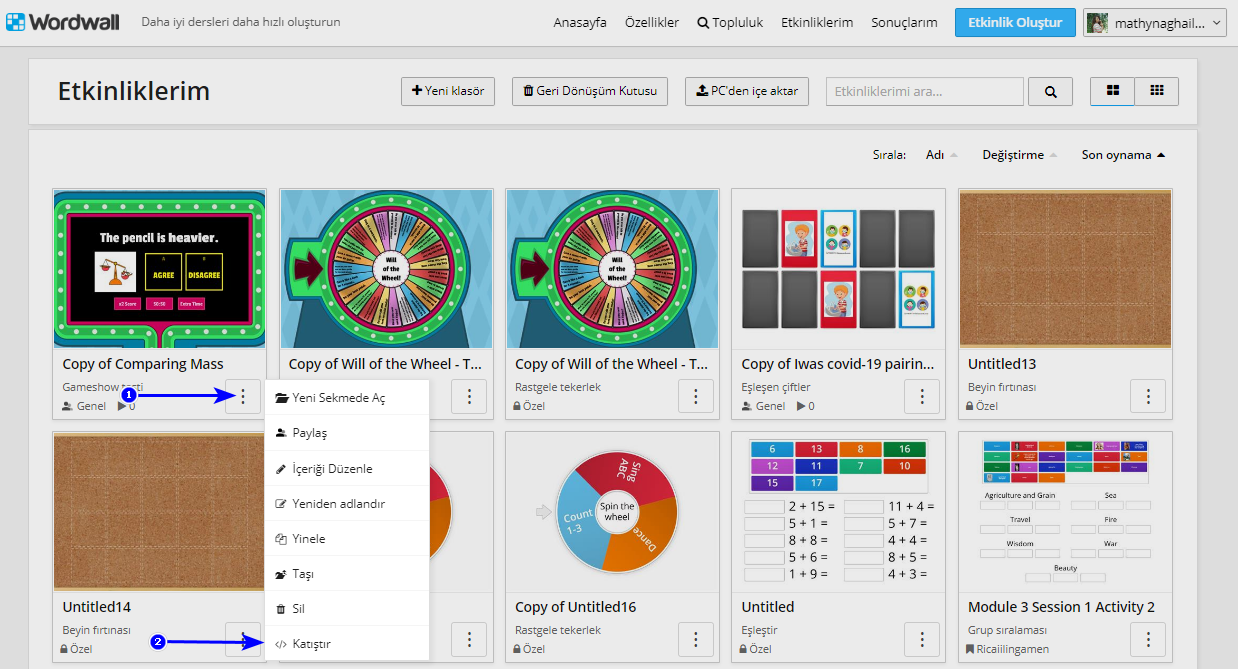 Bir Wordwall kaynağını başka bir web sitesine nasıl eklerim? – Wordwall